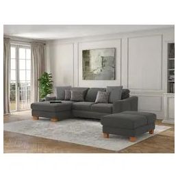 Sit & More Ecksofa SIT & MORE "Dundee L-Form" Sofas Gr. B/H/T: 264cm x 86cm x 175cm, Luxus-Microfaser Paris, Recamiere links, ohne Kopfteilverstellung-ohne Bettfunktion-ohne Bettkasten, grau mit Federkern und Massivholzfüßen, wahlweise Kopfteilverstellung