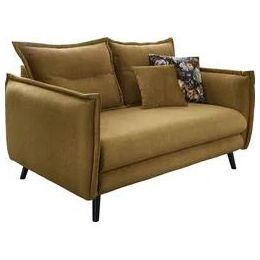 2-Sitzer Inosign "Lazio" Sofas Gr. B/H/T: 162cm x 94cm x 110cm, Veloursstoff, gelb inklusive 1 Stk. Wende- und Zierkissen