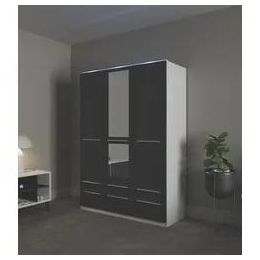 Drehtürenschrank Priess "Barcelona" Schränke Gr. B/H/T: 140 cm x 193 cm x 54 cm, mit Spiegel, mit Beleuchtung, 3 St., schwarz (schwarz, weiß) in vielen Farben und Ausführungen