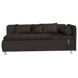 Schlafsofa Alina "Kiana" Sofas Gr. B/H/T: 207cm x 80cm x 112,5cm, Struktur, Armlehne rechts, braun (umbragrau tmd 14) Liegefläche 90200 cm oder 100200 cm, Bettkasten, Zierkissen-Set