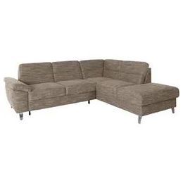 Sit & More Ecksofa SIT & MORE "Sorano L-Form" Sofas Gr. B/H/T: 249cm x 88cm x 212cm, Struktur grob, Ottomane rechts, ohne Funktion, braun (cappuccino) wahlweise mit Bettfunktion und Bettkasten