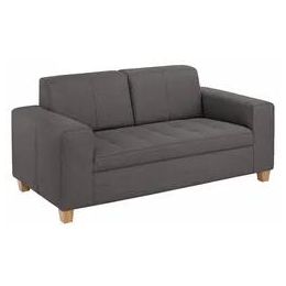 2-Sitzer Home Affaire "Corby", grau (anthrazit), B:172cm H:80cm T:90cm, NaturLEDER (echtes Rindsleder) auf Sitzfläche, Kunstleder im Korpus;Melrose (100% Polyester);Struktur fein (100% Polyester);Chenille (100% Polyester), Sofas, Steppung auf Sitzfläche