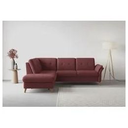 Sit & More Ecksofa SIT & MORE "Göteborg" Sofas Gr. B/H/T: 250cm x 90cm x 226cm, Flachgewebe AMSTERDAM, Ottomane links, ohne Bettfunktion-ohne Bettkasten, lila (chianti) Sitztiefenverstellung und Federkern, wahlweise mit Bettfunktion