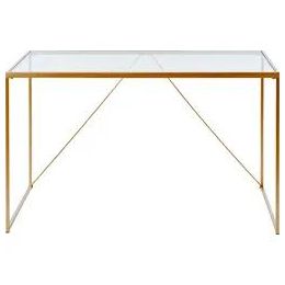 Schreibtisch Jahnke "GLAM DESK" Tische Gr. B/H/T: 120cm x 73cm x 60cm, braun (klarglas/ gold + goldoptik klarglas) Sicherheitsglas