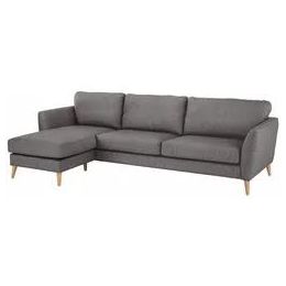 Ecksofa Home Affaire "MARSEILLE (279/152cm),L-Form, Rec. rechts/links" Sofas Gr. B/H/T: 279cm x 88cm x 152cm, Struktur fein, Chaiselongue links, grau (dunkelgrau) Massivholzbeine aus Eiche, in verschieden Bezügen und Farbvarianten