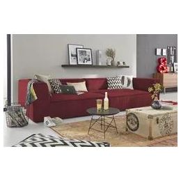 Big-Sofa Tom Tailor HOME "BIG CUBE" Sofas Gr. B/H/T: 270cm x 66cm x 122cm, Samtstoff TSV, ohne Sitztiefenverstellung, rot (carmine tsv 113) Tom Tailor Big-Sofa >>BIG CUBE<<, in 3 Breiten, Tiefe 122 cm