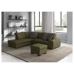 Sit & More Ecksofa SIT & MORE "Luxor L-Form" Sofas Gr. B/H/T: 259cm x 82cm x 224cm, Soft clean, Ottomane links, ohne Bettfunktion-ohne Bettkasten-ohne Kopfteilverstellung, grün (olive) wahlweise mit Bettfunktion, Stauraum und Kopfteilverstellung