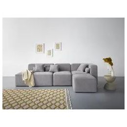 Ecksofa Andas "Sundstrup L-Form" Sofas Gr. B/H/T: 303cm x 76,5cm x 93cm, Struktur weich, Recamiere links, grau Modulserie, individuelle Zusammenstellung