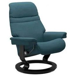 Relaxsessel stressless "Sunrise", blau (petrol q2 faron), B:75cm H:100cm T:73cm, Leder BATICK: BATICK ist ein leicht korrigiertes, durchgefärbtes und genarbtes Möbelleder, bei dem die meisten Unebenheiten und Spuren in der Regel entfernt wurden., Leder PALOMA: PALOMA ist ein durchgefärbtes Semianilin-Möbelleder mit natürlicher Narbung., ROHLEDER Stoff Q2 FARON: Ein fester zuverlässiger Bouclu00e9 