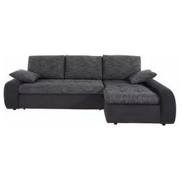 Ecksofa Trendmanufaktur "Indie, L-Form" Sofas Gr. B/H/T: 269cm x 86cm x 169cm, Luxus-Microfaser ALCAZAR-Struktur, Recamiere rechts, ohne Funktion-XXL, schwarz (schwarz/anthrazit/grau) wahlweise XL oder XXL