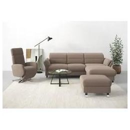 Sit & More Ecksofa SIT&MORE "Grenoble L-Form" Sofas Gr. B/H/T: 251 cm x 85 cm x 161 cm, Struktur weich, Recamiere rechts, ohne Armteilverstellung-ohne Kopfteilverstellung, grau (taupe) Federkern, wahlweise mit Bettfunktion, Bettkasten, Armteilverstellung