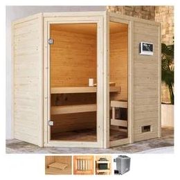 Welltime Sauna "Josie" Saunen 9-kW-Ofen mit ext. Steuerung Gr. Saunaofen, beige (naturbelassen)