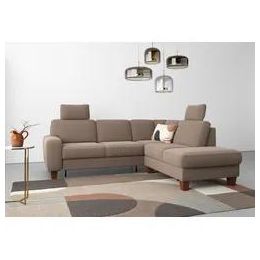 Ecksofa Home Affaire "Vision L-Form" Sofas Gr. B/H/T: 240cm x 90cm x 215cm, Struktur weich, Ottomane rechts, mit Bettfunktion-mit Stauraum, grau (taupe) wahlweise mit Bettfunktion und Stauraum, auch in Easy Care-Bezug