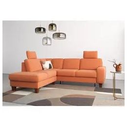 Ecksofa Home Affaire "Vision L-Form" Sofas Gr. B/H/T: 240cm x 90cm x 215cm, Easy care, Ottomane links, mit Bettfunktion-mit Stauraum, orange (terra) wahlweise mit Bettfunktion und Stauraum, auch in Easy Care-Bezug