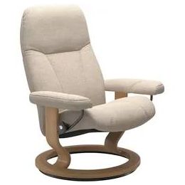 Relaxsessel stressless "Consul", beige (light beige q2 faron), B:85cm H:100cm T:77cm, Leder BATICK: BATICK ist ein leicht korrigiertes, durchgefärbtes und genarbtes Möbelleder, bei dem die meisten Unebenheiten und Spuren in der Regel entfernt wurden., Leder PALOMA: PALOMA ist ein durchgefärbtes Semianilin-Möbelleder mit natürlicher Narbung., ROHLEDER Stoff Q2 FARON: Ein fester zuverlässiger Bouclu