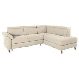 Sit & More Ecksofa SIT & MORE "Arngast L-Form" Sofas Gr. B/H/T: 245cm x 84cm x 194cm, Struktur weich, Ottomane rechts, mit Bettfunktion-ohne Bettkasten, beige (creme) inklusive Kopfteilverstellung und Federkern