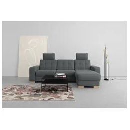 Sit & More Ecksofa SIT & MORE "Quincy L-Form", grau (dunkelgrau), B:252cm H:82cm T:161cm, Sofas, wahlweise mit Bettfunktion und Bettkasten