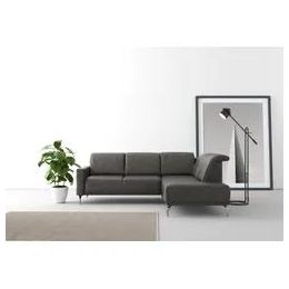 Sit & More Ecksofa SIT & MORE "Bailando L-Form" Sofas Gr. B/H/T: 249cm x 84cm x 205cm, Luxus-Microfaser mit Prägung, Ottomane rechts, mit Kopfteilverstellung, grau (anthrazit) wahlweise mit Kopfteilverstellung und Vorziehsitz, motorisch