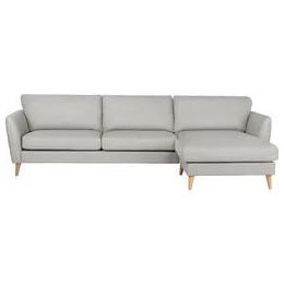 Ecksofa Home Affaire "Meersburg, L-Form" Sofas Gr. Webstoff, Recamiere rechts, braun (latte) mit Holzfüßen