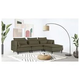 Ecksofa Andas "ALVIK L-Form" Sofas Gr. B/H/T: 262cm x 88cm x 172cm, Struktur weich, Recamiere rechts, Recamiere rechts, grün zusammengesetzt aus Modulen, erweiterbar mit Modulen der Serie