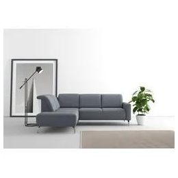 Sit & More Ecksofa SIT & MORE "Bailando L-Form" Sofas Gr. B/H/T: 249cm x 84cm x 205cm, Chenille, Ottomane links, ohne Kopfteilverstellung-ohne Vorziehsitz, blau (blaugrau) wahlweise mit Kopfteilverstellung und Vorziehsitz, motorisch