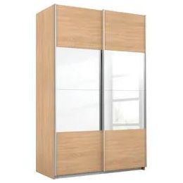 Schwebetürenschrank Rauch "Quadra" Schränke Gr. B/H/T: 136 cm x 210 cm x 62 cm, 2 St., braun (struktureichefarben hell, spiegel) mit Spiegelelementen