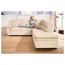 Ecksofa COTTA "Casino L-Form" Sofas Gr. B/H/T: 250cm x 98cm x 95cm, Kunstleder SOFTLUX, Ottomane rechts, ohne Bettfunktion, beige (creme) wahlweise mit Bettfunktion