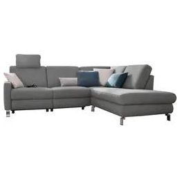 Ecksofa 3C Candy "Mainau L-Form" Sofas Gr. B/H/T: 257 cm x 89 cm x 220 cm, Struktur weich, Ottomane rechts, ohne elektrische Relaxfunktion, grau wahlweise mit elektrischer Relaxfunktion, Federkern