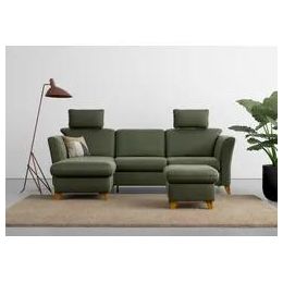 Ecksofa Home Affaire "Trelleborg L-Form" Sofas Gr. B/H/T: 249cm x 86cm x 162cm, Feincord, Recamiere links, mit Bettfunktion-mit Bettkasten, grün (olive) wahlweise mit Bettfunktion und Bettkasten, inkl. Federkern-Polsterung