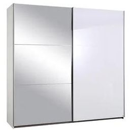 Schwebetürenschrank Rauch "Halle" Schränke Gr. B/H/T: 218cm x 210cm x 59cm, 2 St., weiß (weiß/hochglanz weiß) Mit Hochglanzfront