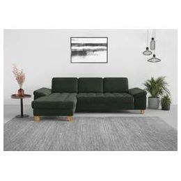 Sit & More Ecksofa SIT & MORE "Westham L-Form" Sofas Gr. B/H/T: 275cm x 88cm x 172cm, Struktur weich, Recamiere links, ohne Bettfunktion-ohne Bettkasten-ohne Armlehnfunktion-ohne Sitztiefenverstellung, grün (jungle) mit Recamiere, oder ohne Bettfunktion, Bettkasten, Füße Eiche