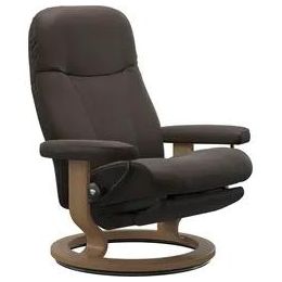 Relaxsessel stressless "Garda" Sessel Gr. Leder BATICK, PowerTM Leg & Back-mit Akku-Classic Base Eiche, B/H/T: 76 cm x 100 cm x 74 cm, braun (brown batick) verstellbar, optional 2-motorisch, Größe M & L, Gestell Eiche