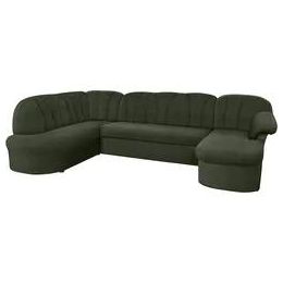 Wohnlandschaft DOMO collection "Pegnitz U-Form" Sofas Gr. B/H/T: 292 cm x 82 cm x 180 cm, Struktur fein, Recamiere rechts, mit Bettfunktion, grün wahlweise mit Bettfunktion