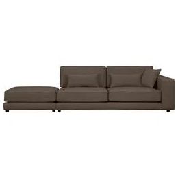 Ottomane OTTO products "Grenette" Sofas Gr. B/H/T: 291cm x 77cm x 102cm, Samtoptik recycelt, Armlehne rechts, braun Modulsofa, im Baumwoll-Leinenmix oder aus recycelten Stoffen