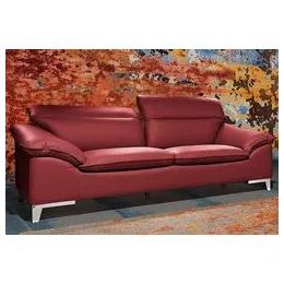 2-Sitzer COTTA "Teresa" Sofas Gr. B/H/T: 222cm x 84cm x 109cm, NaturLEDER, mit Kopfteilverstellung, rot Frei im Raum stellbar