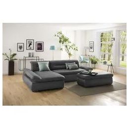 Ecksofa Inosign "Avesa L-Form" Sofas Gr. B/H/T: 300cm x 80cm x 172cm, Luxus-Microfaser in Lederoptik, Longchair links, ohne Armteilverstellung-ohne Schlaffunktion, grau (anthrazit) Wahlweise mit Armteilvertsellung und Bettfunktion, BTH: 30017280cm