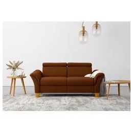 2,5-Sitzer Home Affaire "Lindgren", rosa (kupfer), B:185cm H:84cm T:93cm, 100% Polyester, Sofas, wahlweise mit TV-Funktion, links oder beidseitig, Kopfteilverstellung