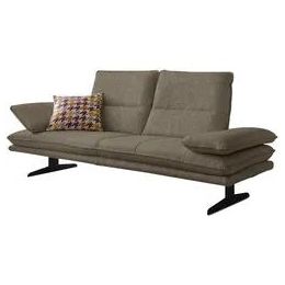 2-Sitzer W.Schillig "broadway" Sofas Gr. B/H/T: 216cm x 94cm x 96cm, Flachgewebe S22, Longchair links, mit Sitztiefenverstellung-mit Kopfteilverstellung-mit Seitenteilverstellung, schwarz (pepper s22) Sitztiefenverstellung, Kopfteil- & Seitenteilverstellung, Breite 216cm