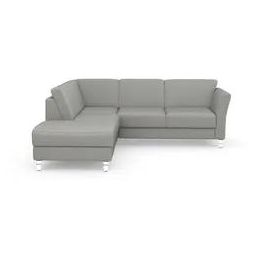 Sit & More Ecksofa SIT & MORE "Visby L-Form" Sofas Gr. B/H/T: 248cm x 87cm x 213cm, Luxus-Microfaser Paris, Ottomane links, ohne Bettfunktion-ohne Bettkasten, silberfarben (silber) Wahlweise mit Bettfunktion und Stauraum, frei im Raum stellbar