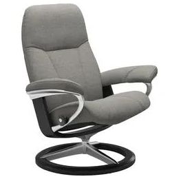 Relaxsessel stressless "Consul", grau (grau q2 faron), B:91cm H:102cm T:79cm, Leder BATICK: BATICK ist ein leicht korrigiertes, durchgefärbtes und genarbtes Möbelleder, bei dem die meisten Unebenheiten und Spuren in der Regel entfernt wurden., Leder PALOMA: PALOMA ist ein durchgefärbtes Semianilin-Möbelleder mit natürlicher Narbung., ROHLEDER Stoff Q2 FARON: Ein fester zuverlässiger Bouclu00e9 mit