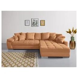 Ecksofa Inosign "Gwenni L-Form" Sofas Gr. B/H/T: 323cm x 94cm x 222cm, Luxus-Microfaser in Lederoptik, braun (cognac) auch in Haustierstoff Aqua Clean Supreme erhältlich, incl. 4 Kissen