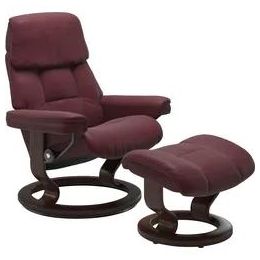 Relaxsessel stressless "Ruby", rot (bordeaux batick), B:79cm H:98cm T:76cm, Leder BATICK: BATICK ist ein leicht korrigiertes, durchgefärbtes und genarbtes Möbelleder, bei dem die meisten Unebenheiten und Spuren in der Regel entfernt wurden., Leder PALOMA: PALOMA ist ein durchgefärbtes Semianilin-Möbelleder mit natürlicher Narbung., Sessel, mit Classic Base, Größe M, Gestell Eiche, Wenge, Braun & S