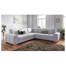 Sit & More Ecksofa SIT & MORE "Santorini L-Form" Sofas Gr. B/H/T: 276cm x 82cm x 271cm, Struktur, langer Schenkel links, mit Sitztiefenverstellung, silberfarben (silber) mit Federkern und Sitztiefenverstellung, wahlweise Bettfunktion