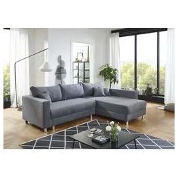 Ecksofa Inosign "Anela L-Form" Sofas Gr. B/H/T: 252cm x 89cm x 192cm, Luxus-Microfaser, Recamiere beidseitig montierbar, grau (anthrazit) inklusive Bettfunktion, Bettkasten, loser Zier- und Rückenkissen