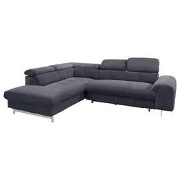 Ecksofa COTTA "Chef L-Form" Sofas Gr. B/H/T: 262cm x 72cm x 206cm, Chenille, Ottomane links, mit Kopfteilverstellung-ohne Bettfunktion und Bettkasten, schwarz mit Kopfteilverstellung, wahlweise Bettfunktion