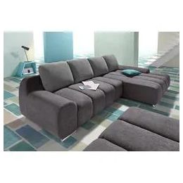 Ecksofa Inosign "Bono L-Form" Sofas Gr. B/H/T: 291cm x 90cm x 174cm, Samtstoff, Recamiere rechts, ohne Bettfunktion, grau (fango, grau) wahlweise mit Bettfunktion