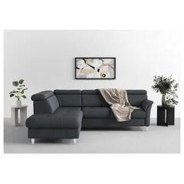 Sit & More Ecksofa SIT & MORE "Marano L-Form", grau (dunkelgrau), B:252cm T:216cm, 98% Polyester, 2% Polyamid, Sofas, inklusive Kopfteilverstellung, wahlweise mit Bettfunktion, Bettkasten