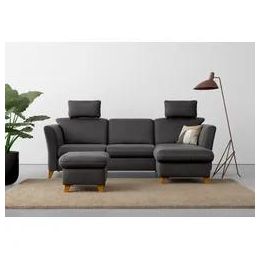 Ecksofa Home Affaire "Trelleborg L-Form", grau, B:249cm H:86cm T:162cm, 100% Polyester, Sofas, wahlweise mit Bettfunktion und Bettkasten, inkl. Federkern-Polsterung