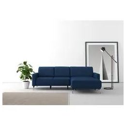 Sit & More Ecksofa SIT & MORE "Bailando L-Form" Sofas Gr. B/H/T: 251cm x 84cm x 163cm, Soft clean, Recamiere rechts, mit Kopfteilverstellung-mit Vorziehsitz motorisch, blau wahlweise mit Kopfteilverstellung und Vorziehsitz, motorisch