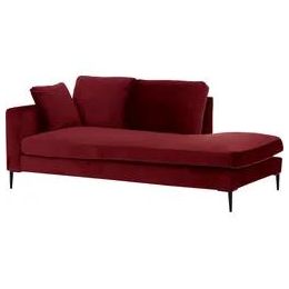 Recamiere LEONIQUE "Cozy" Sofas Gr. B/H/T: 195cm x 80cm x 97cm, Samtoptik, Armlehne links, rot Chaiselongue Sofas mit losen Kissen und Metallbeinen, Armlehne links oder rechts wählbar